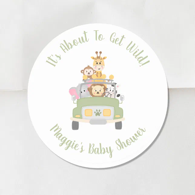 Safari Baby Shower Classic Round Sticker | Zazzle