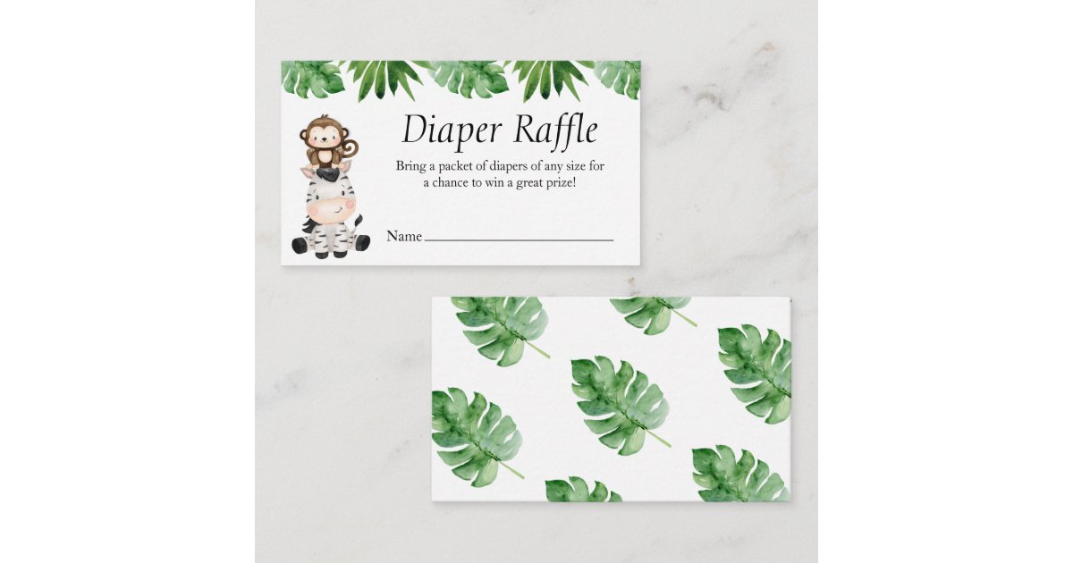 Safari Baby Shower Diaper Raffle Card | Zazzle