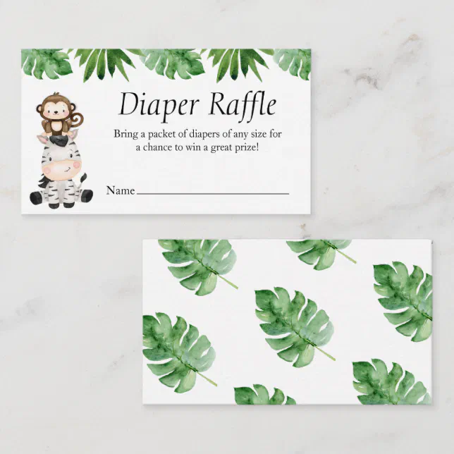 Safari Baby Shower Diaper Raffle Card | Zazzle