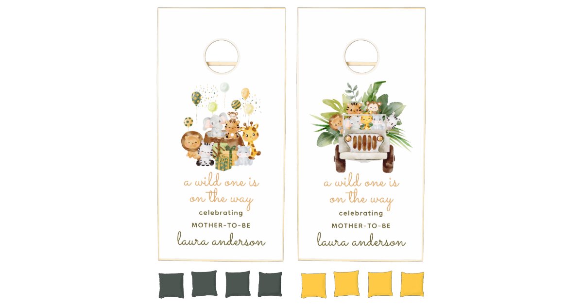 Safari Baby Shower Gender Neutral Cornhole Set | Zazzle