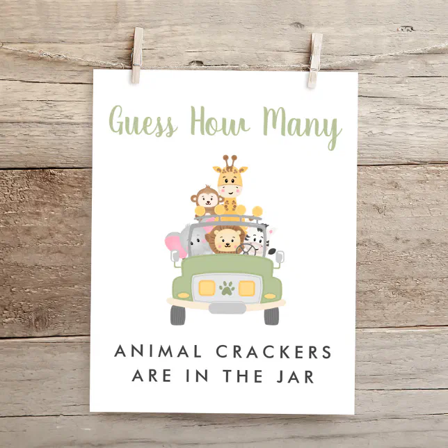 Safari Baby Shower Guess How Many Game Sign | Zazzle