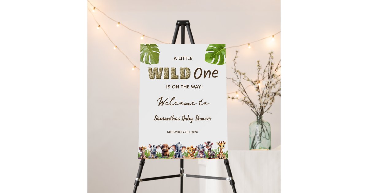 Safari Baby Shower Wild One Welcome Sign | Zazzle