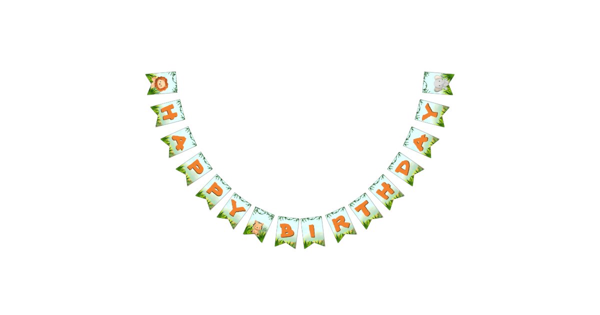 Safari Birthday Party bunting banner | Zazzle