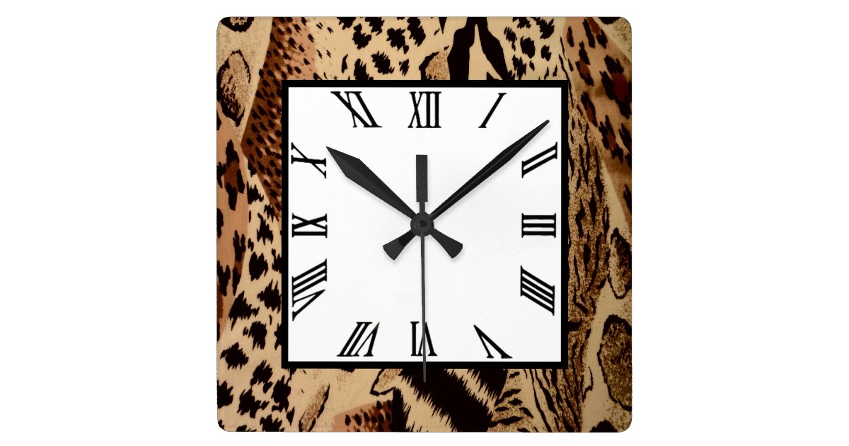 Safari Brown Square Wall Clock | Zazzle.com