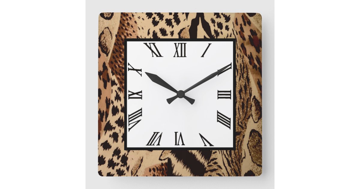 Safari Brown Square Wall Clock | Zazzle