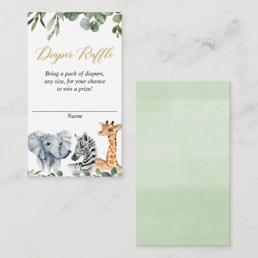 Safari diaper raffle jungle zoo animals watercolor enclosure card | Zazzle