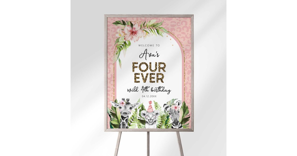Safari Four Ever Wild Welcome Sign | Zazzle