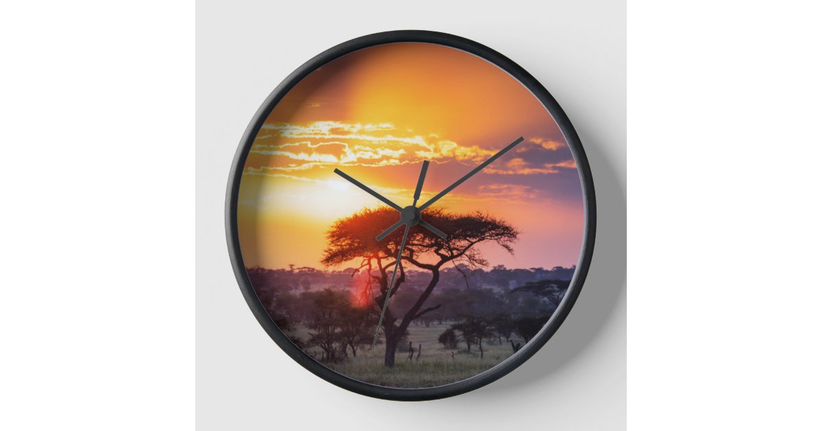 Safari in the Serengeti National Park Clock | Zazzle
