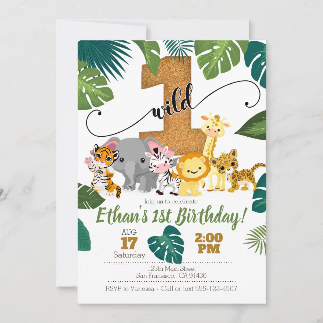 Safari Invitation for 1st Birthday | Zazzle