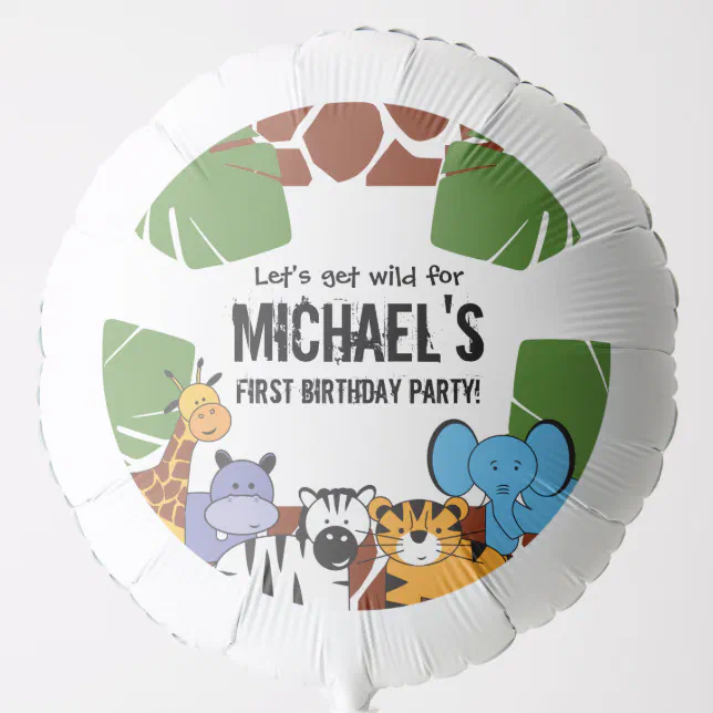 Safari | Jungle | 1st birthday | Animals Balloon | Zazzle
