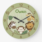 Safari Jungle Animal Personalized Wall Clock | Zazzle
