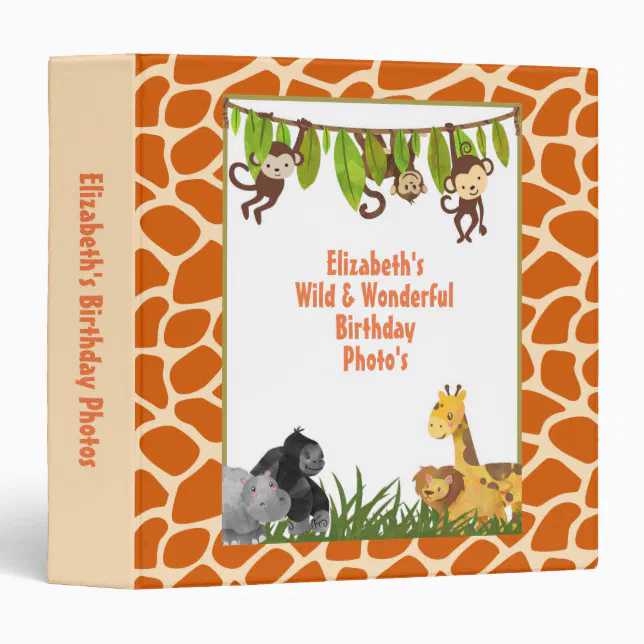 Safari Jungle Animal Theme Birthday Photo 3 Ring Binder | Zazzle