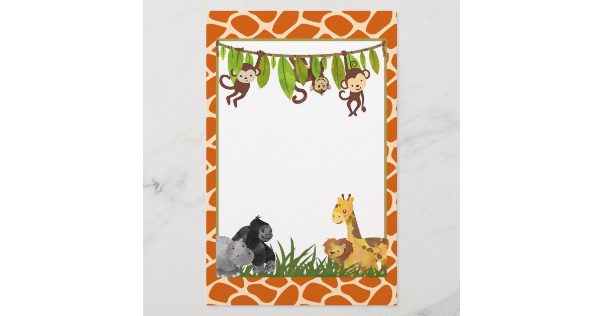 Safari Jungle Animal Theme Stationery | Zazzle