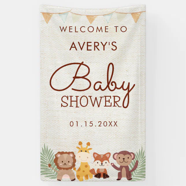 Safari Jungle Animals Baby Shower Welcome Sign | Zazzle