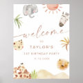 SAFARI Jungle Animals Birthday Welcome Poster | Zazzle