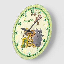 Safari Jungle Baby Animals Large Clock | Zazzle