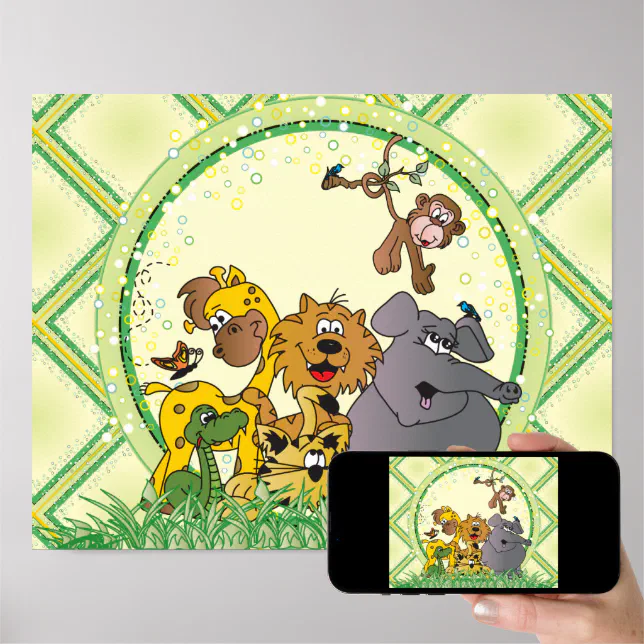 Safari Jungle Baby Animals Poster | Zazzle