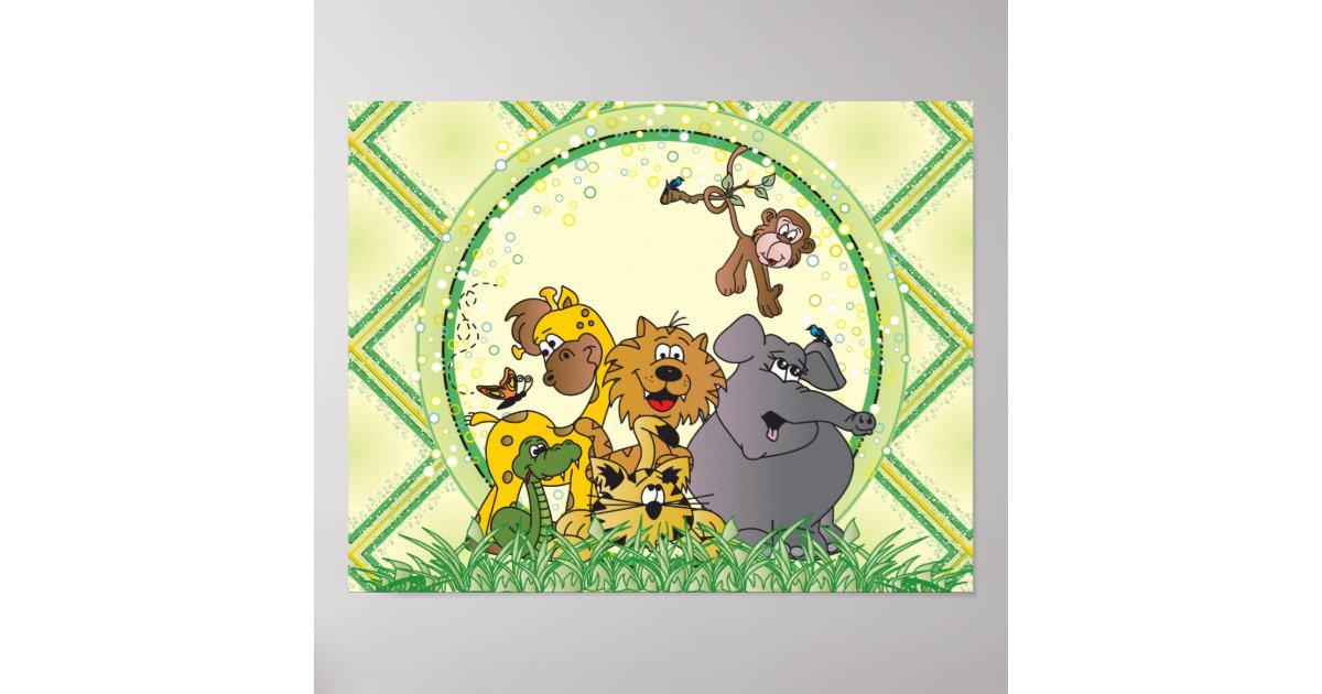 Safari Jungle Baby Animals Poster | Zazzle