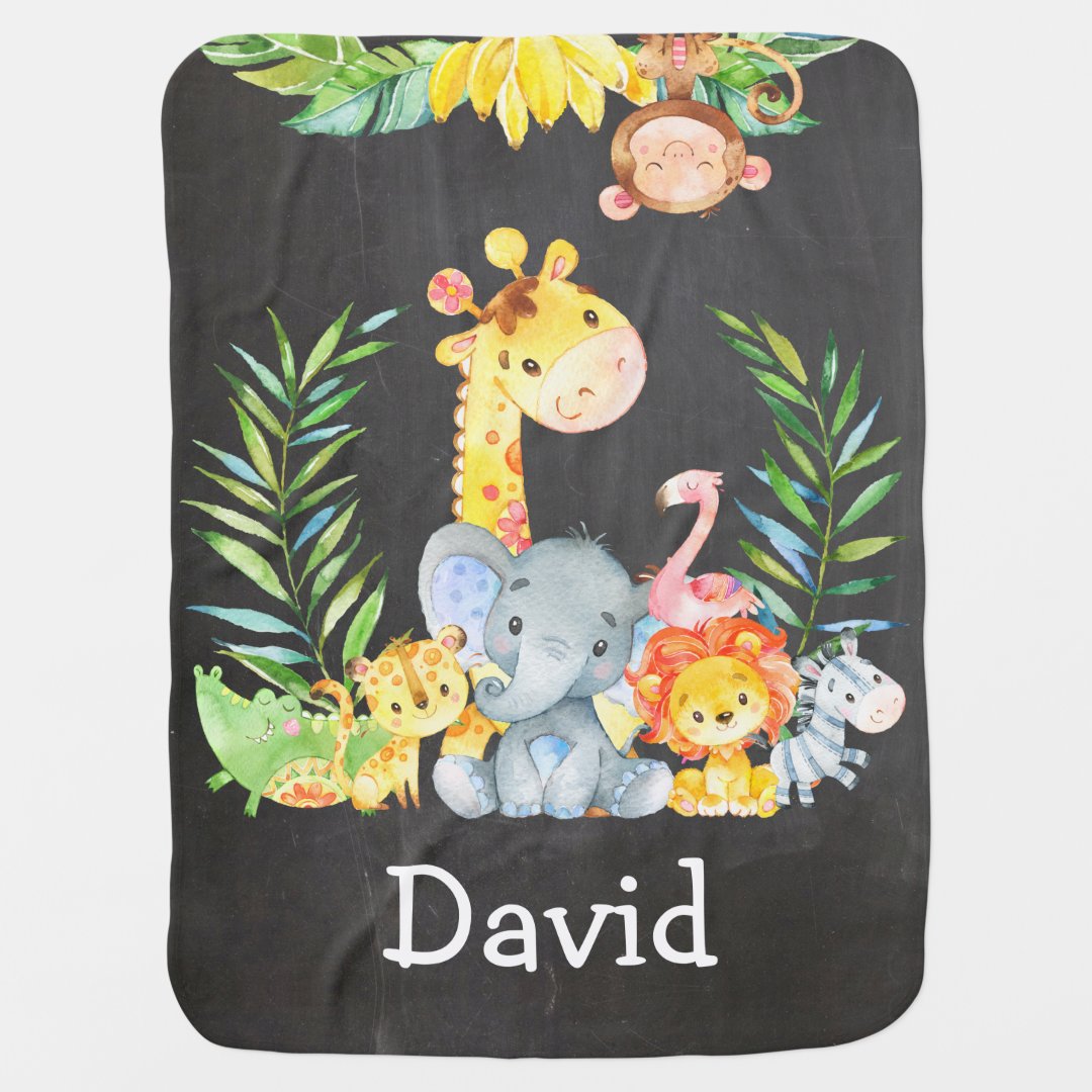 Safari Jungle Personalized Receiving Blanket | Zazzle