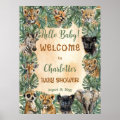 Safari Jungle Wild Animals Hello Baby Shower Poster | Zazzle