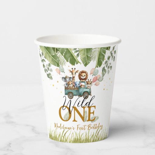 Safari Jungle Wild One 1st Birthday Paper Cups | Zazzle