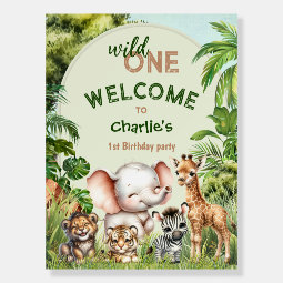 Safari Jungle Wild One 1st Birthday Welcome Foam Board | Zazzle