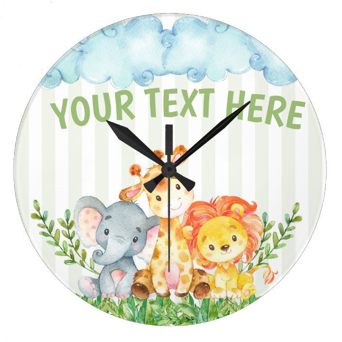 safari jungle zoo animal bedroom clock | Zazzle.com