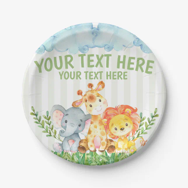 Safari Jungle Zoo Animal Plates | Zazzle