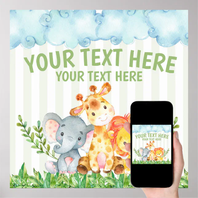 Safari Jungle Zoo Animals Poster | Zazzle