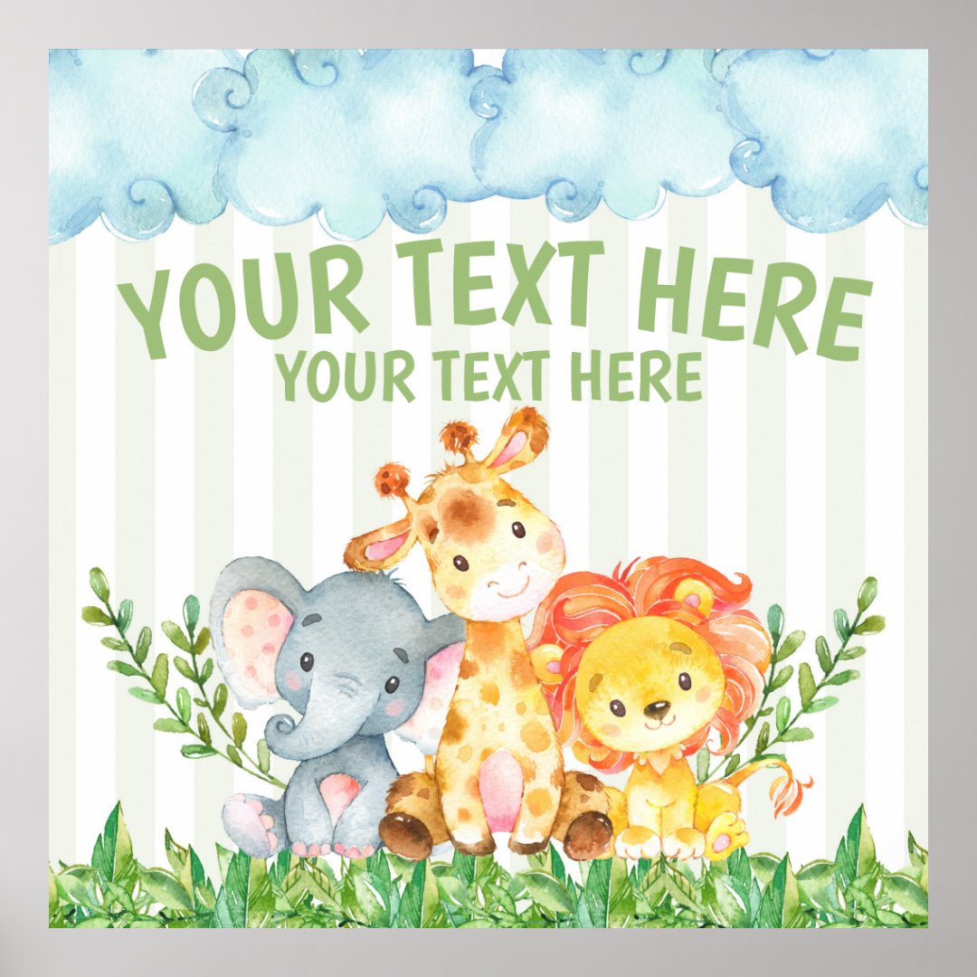 Safari Jungle Zoo Animals Poster | Zazzle