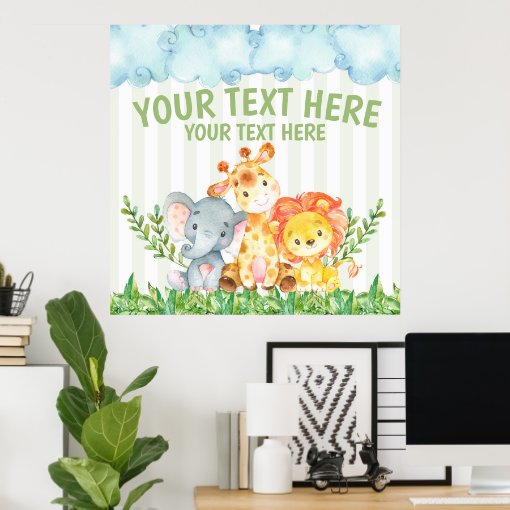 Safari Jungle Zoo Animals Poster | Zazzle