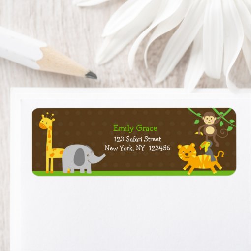 Safari Jungle Zoo Animals Return Address Labels | Zazzle