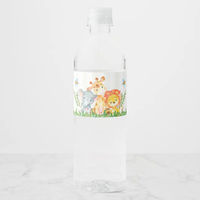 Safari Jungle Zoo Animals Water Bottle Label | Zazzle
