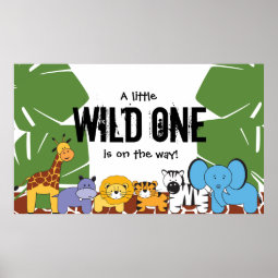 Safari Little Wild One on the way | baby shower Poster | Zazzle