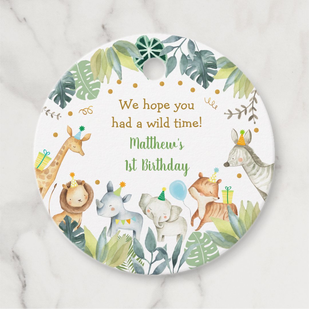 Safari Party Animal Jungle Birthday Favor Tags | Zazzle