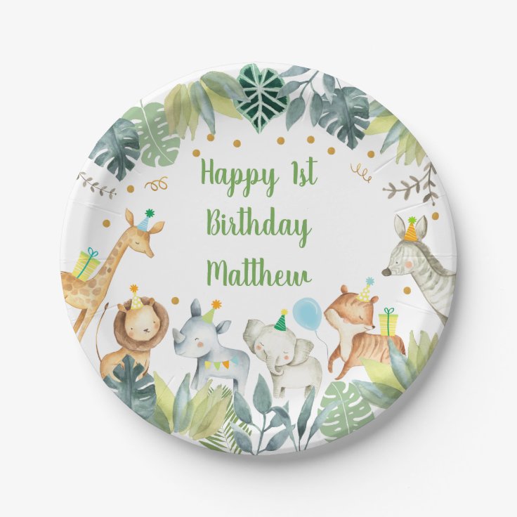 Safari Party Animal Jungle Birthday Paper Plates | Zazzle