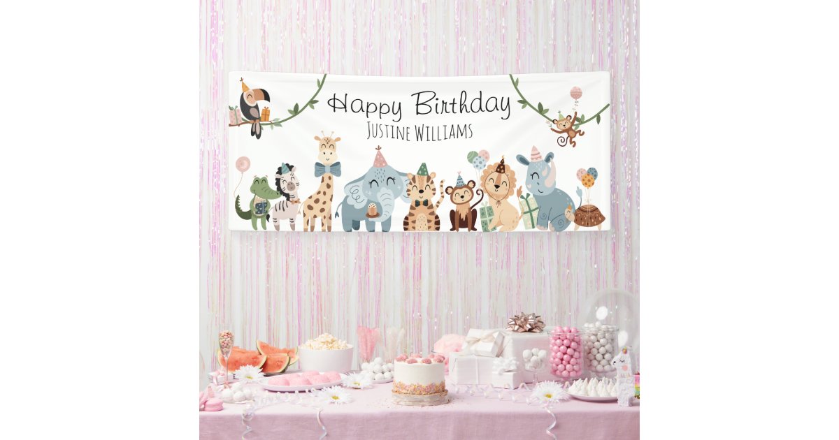 Safari Party Animals Birthday Party Banner | Zazzle