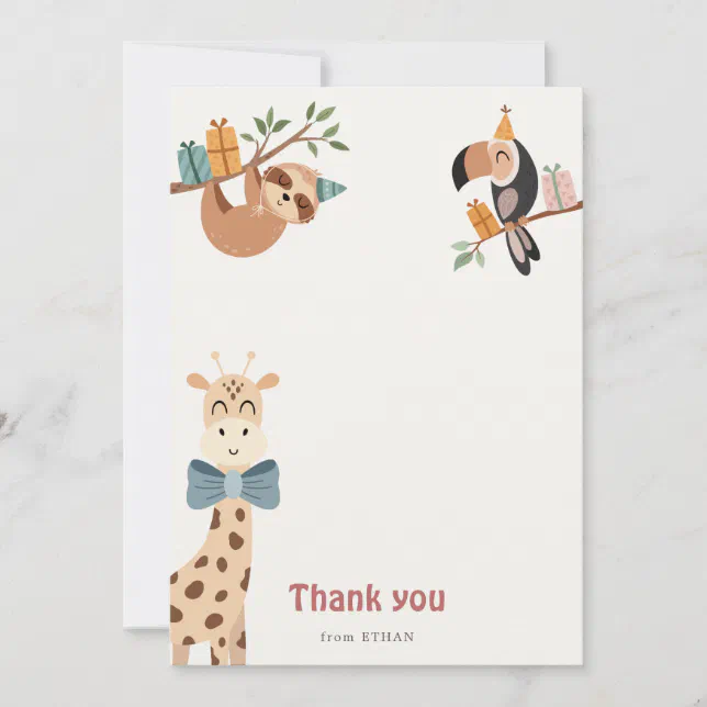 Safari Party Animals Thank You Card | Zazzle