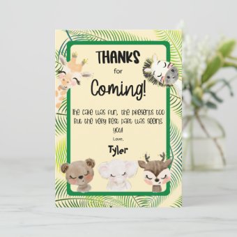 Safari Party Birthday Thank You Card | Zazzle