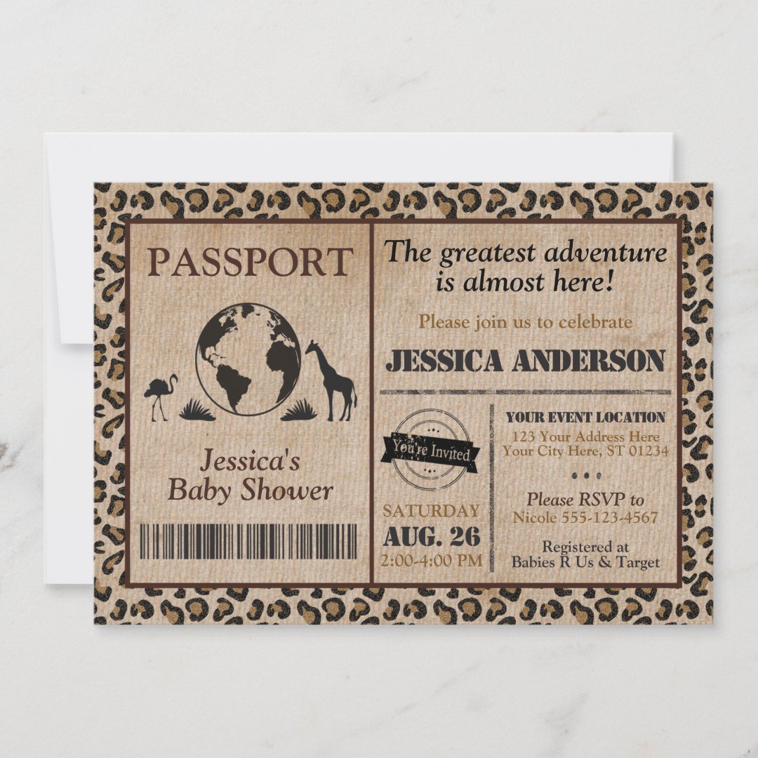 Safari Passport Baby Shower Invitation | Zazzle