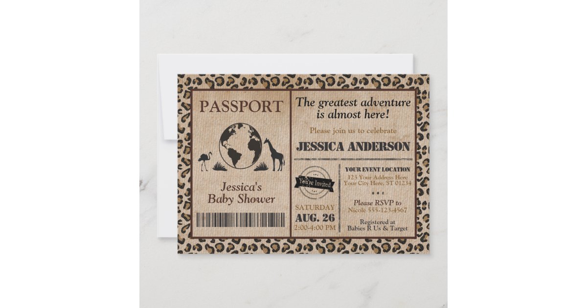 Safari Passport Baby Shower Invitation | Zazzle