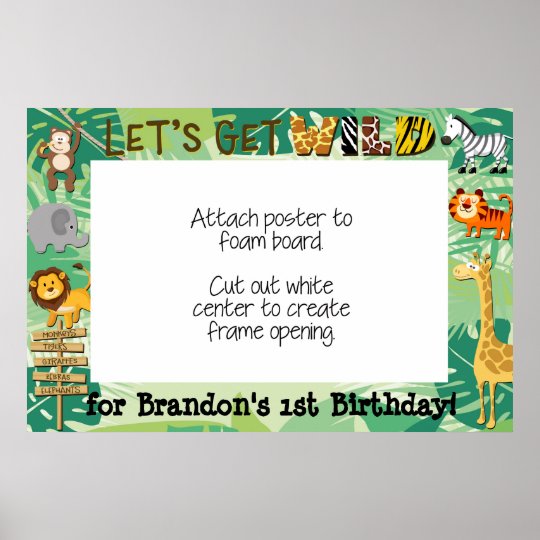 Safari Photo Booth Frame Poster - Jungle Birthday | Zazzle.com