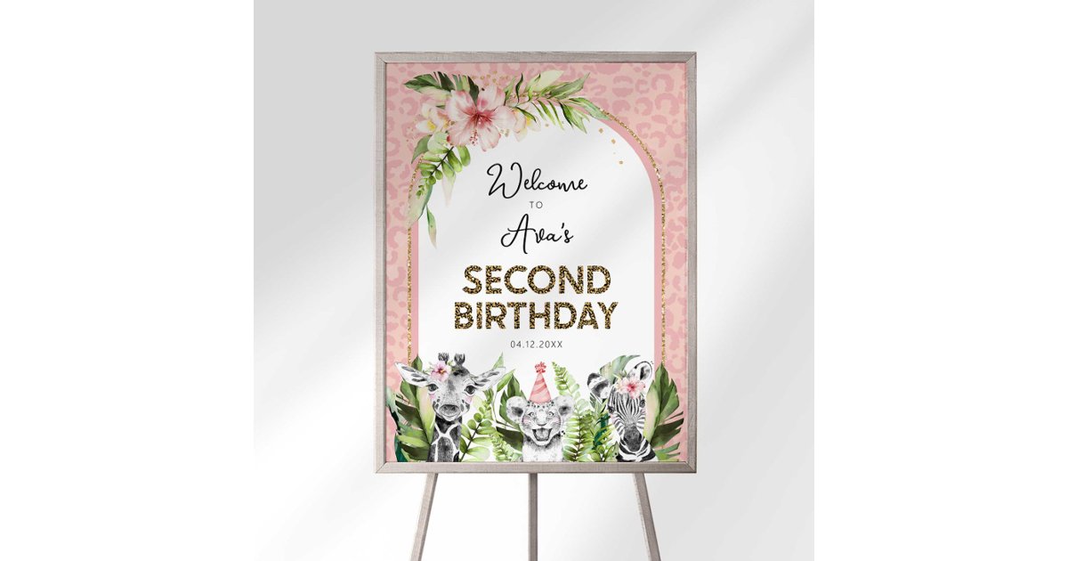Safari Second Birthday Welcome Sign | Zazzle