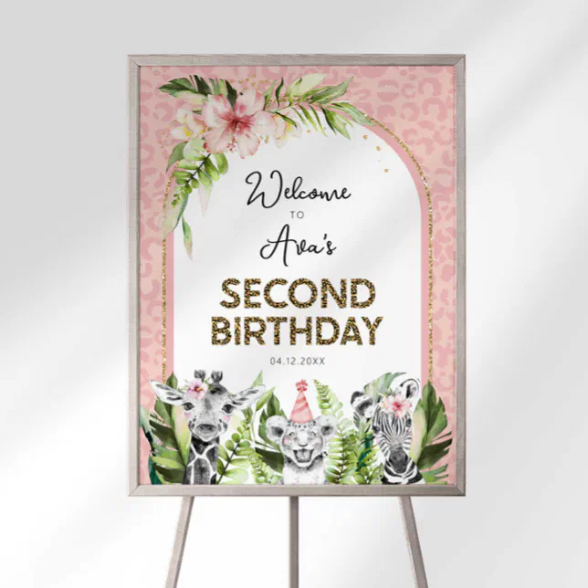 Safari Second Birthday Welcome Sign | Zazzle
