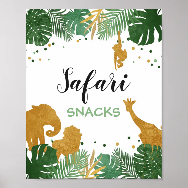 Safari snacks Sign Zoo Jungle Food table decor | Zazzle