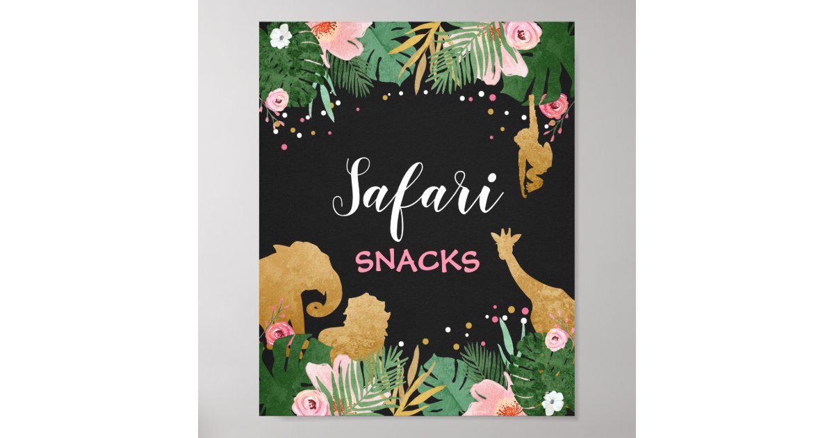 Safari snacks Sign Zoo Jungle Food table decor | Zazzle