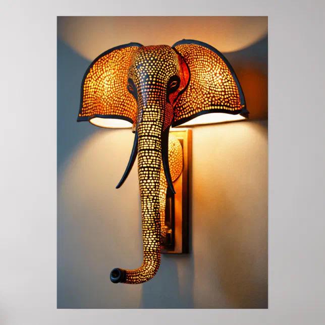"Safari Splendor: Elephant Trunk Wall Lamp Fixture Poster | Zazzle