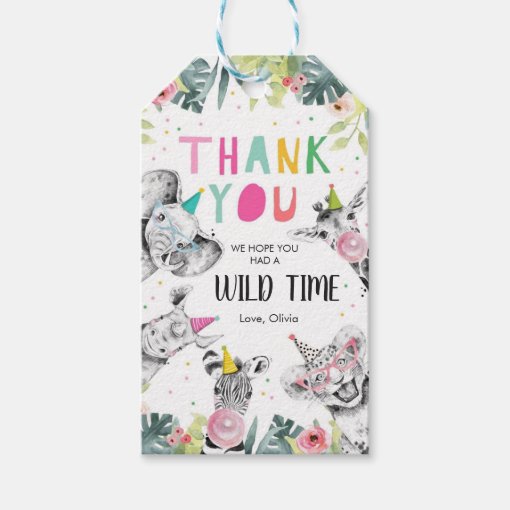 Safari Thank You Favor Jungle Zoo Party Animals Gift Tags | Zazzle