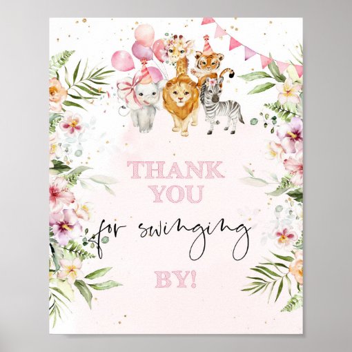 Safari thank you for swinging by birthday poster | Zazzle