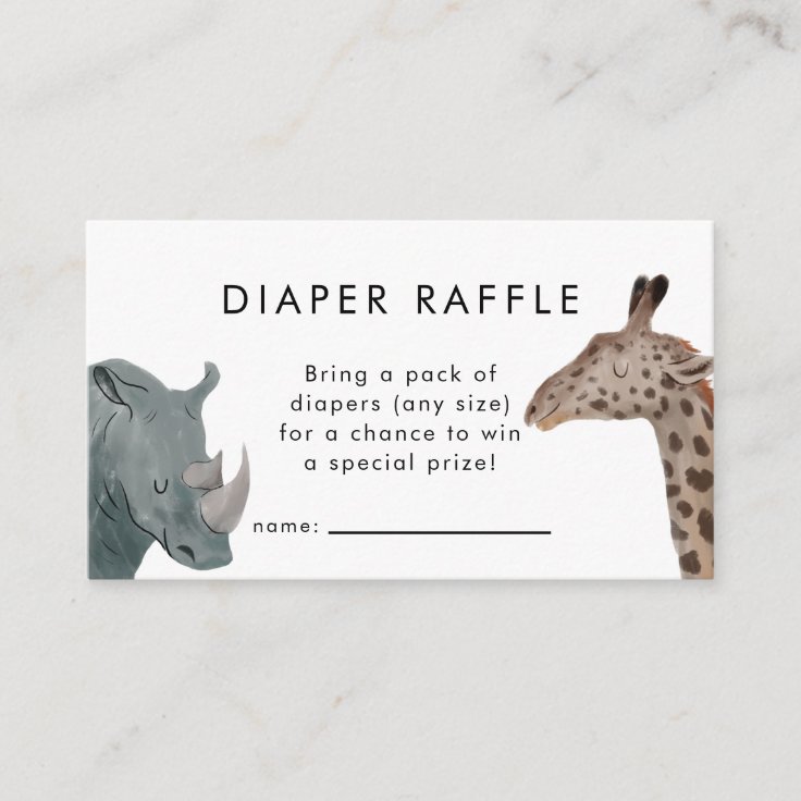 Safari Theme Baby Shower Diaper Raffle Ticket Enclosure Card | Zazzle